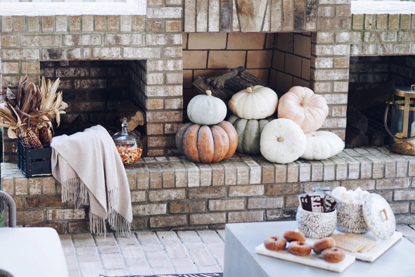 Fall Outdoor Decor: Patio and Fireplace | Maddie Duff
