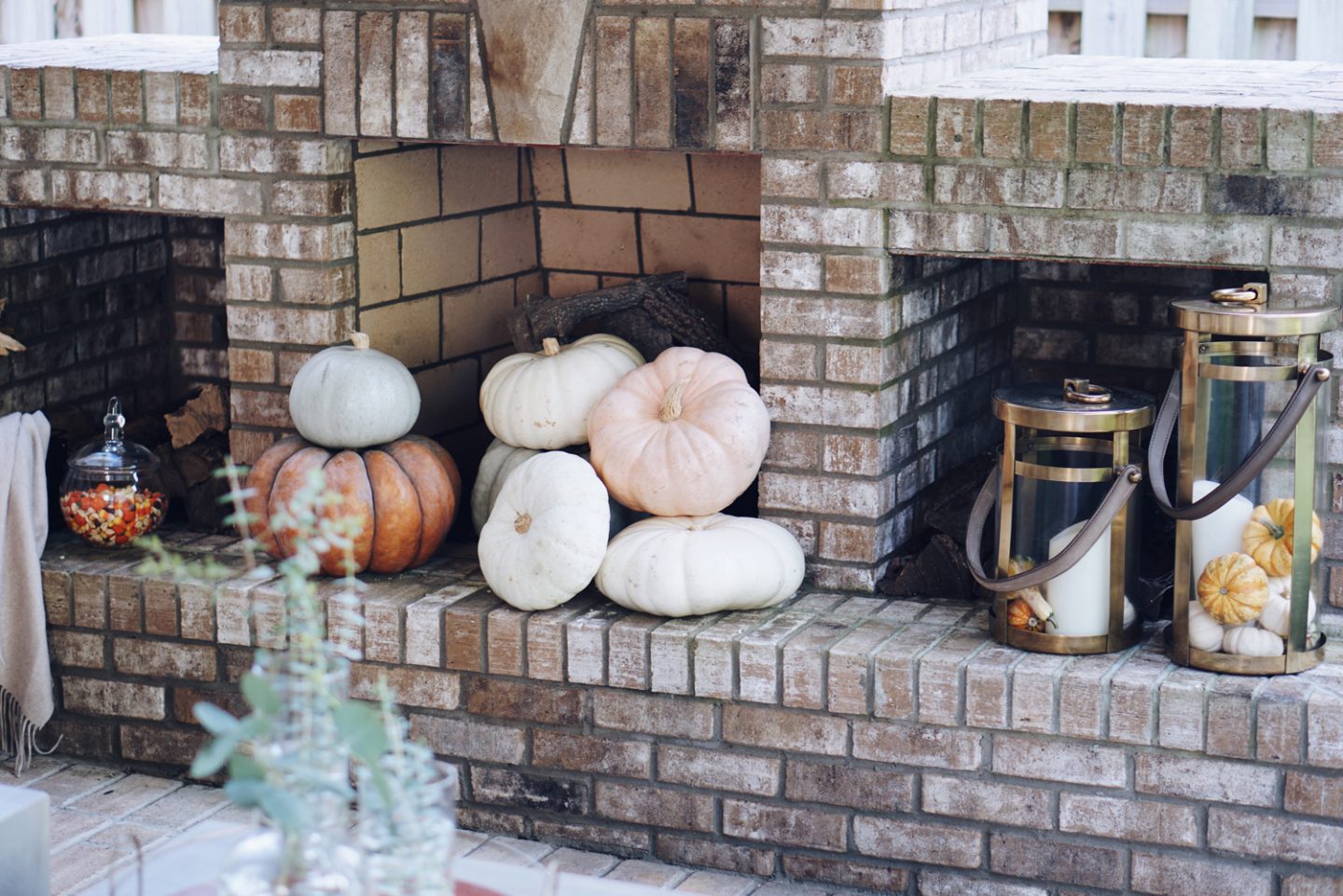 Fall Outdoor Decor: Patio and Fireplace | Maddie Duff